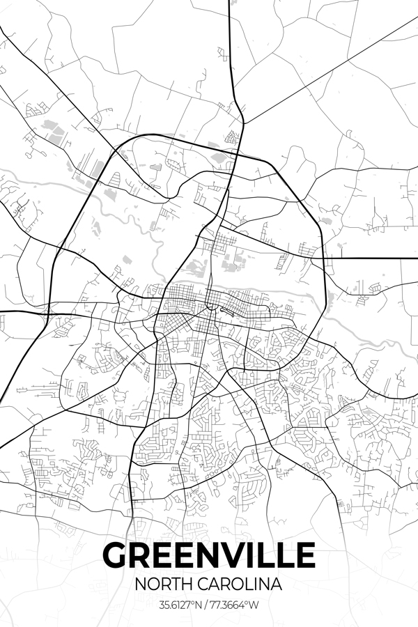 Greenville North Carolina City Map Print by Conceptual Photography Wall Art