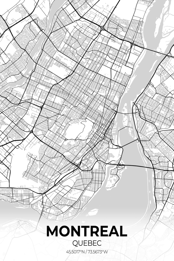 Montreal Quebec City Map Print by Conceptual Photography Wall Art
