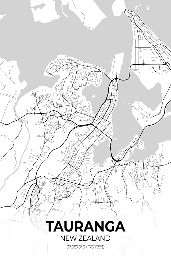Tauranga New Zealand City Map Print by Conceptual Photography Wall Art