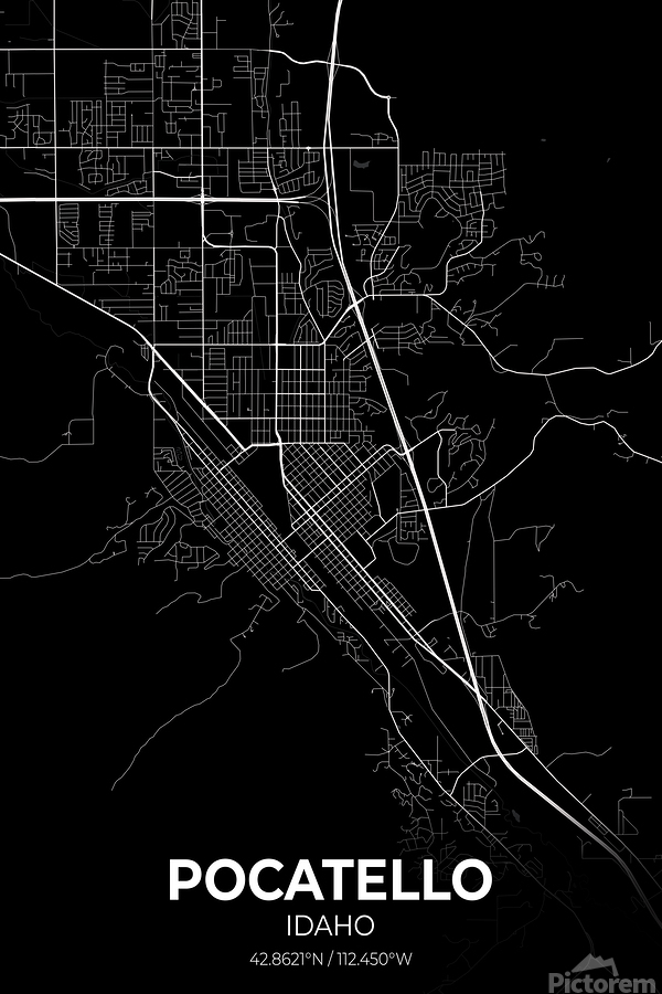 Pocatello Idaho City Map Print by Conceptual Photography Wall Art