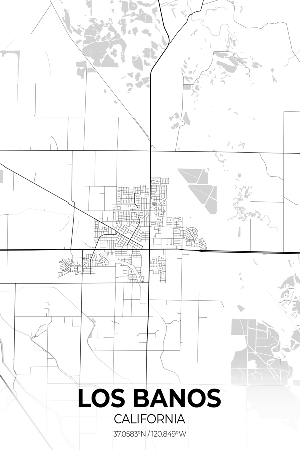 Los Banos California City Map by Conceptual Photography Wall Art