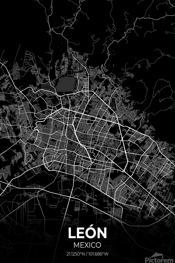 Leon Mexico City Map Print by Conceptual Photography Wall Art