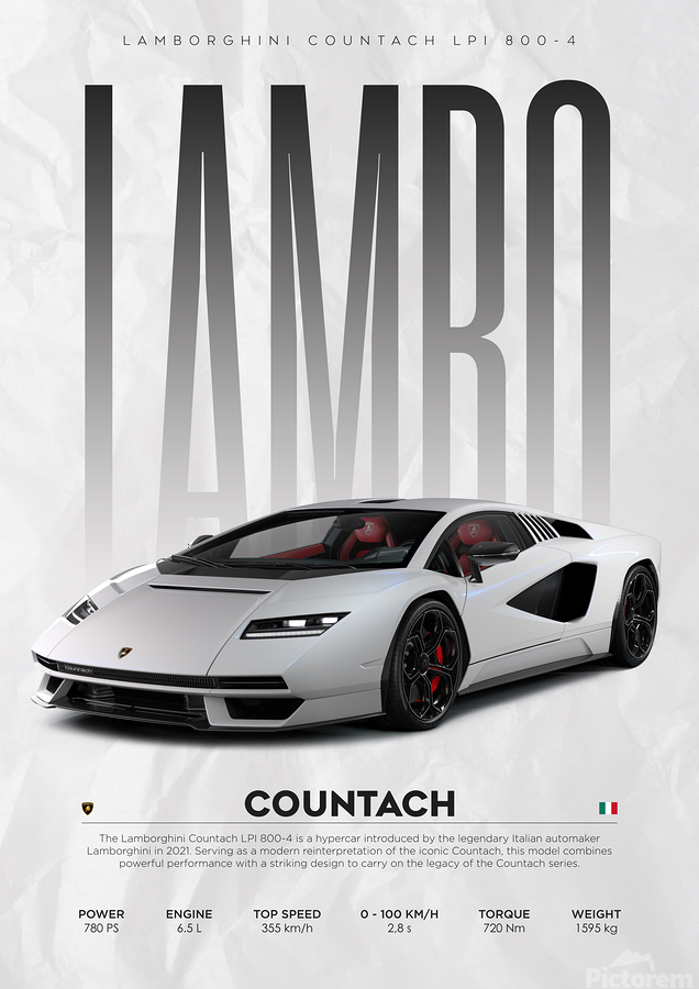 Lamborghini Countach LPI 800-4 by Conceptual Photography Wall Art
