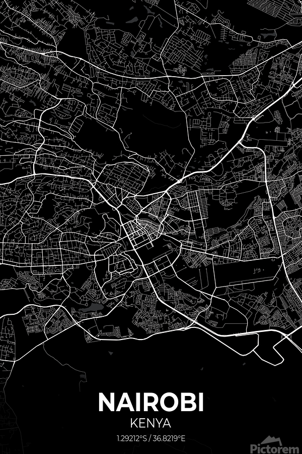 Nairobi Kenya City Map Print by Conceptual Photography Wall Art