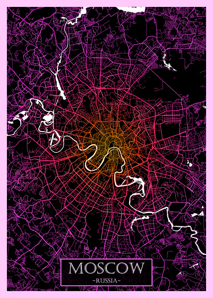 Moscow Russia Road Map by Towseef Dar Wall Art