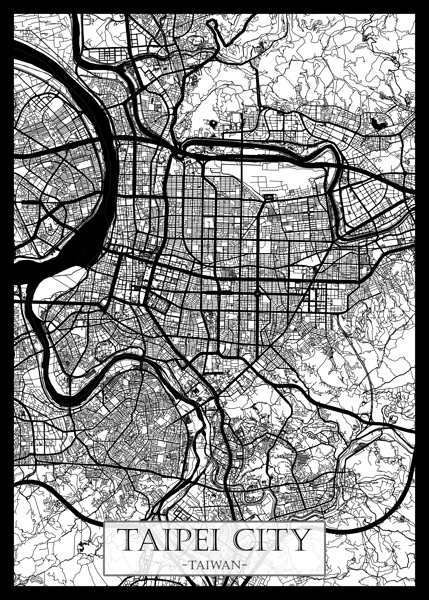 Taipei City Taiwan Map by Towseef Dar Wall Art