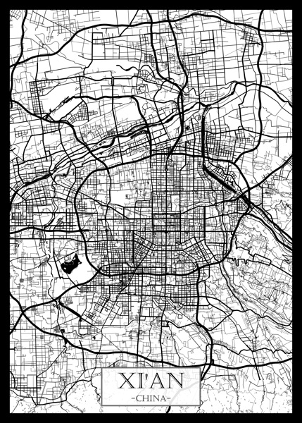 XiAn China Map by Towseef Dar Wall Art