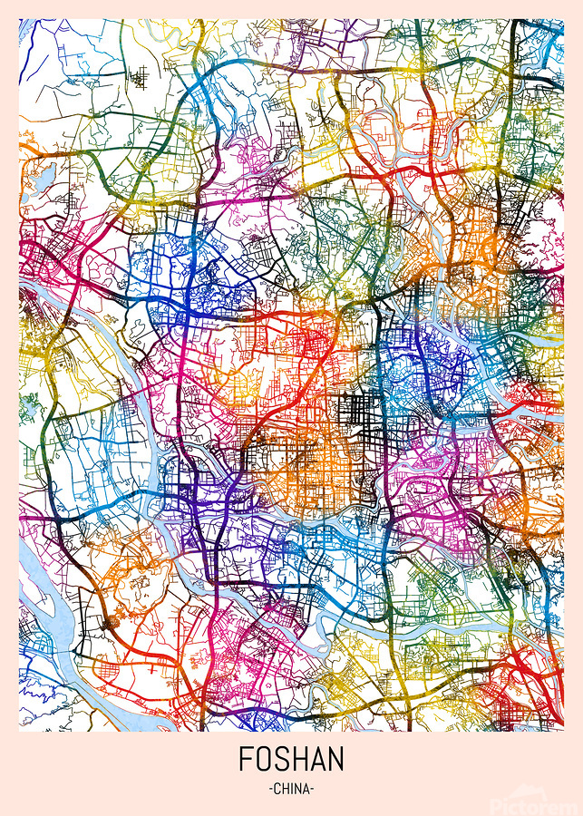 Foshan China City Map by Towseef Dar Wall Art