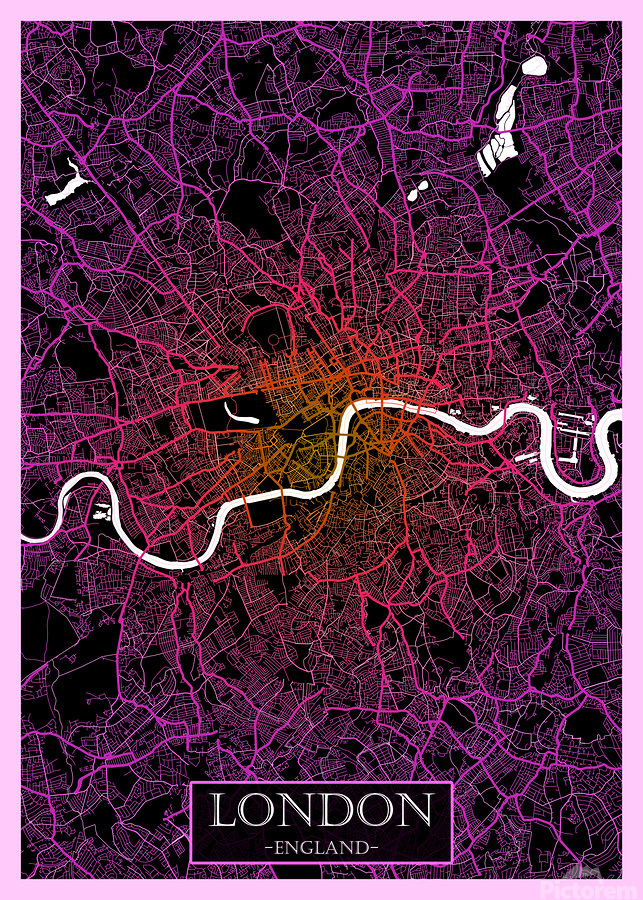 London England Road Map by Towseef Dar Wall Art