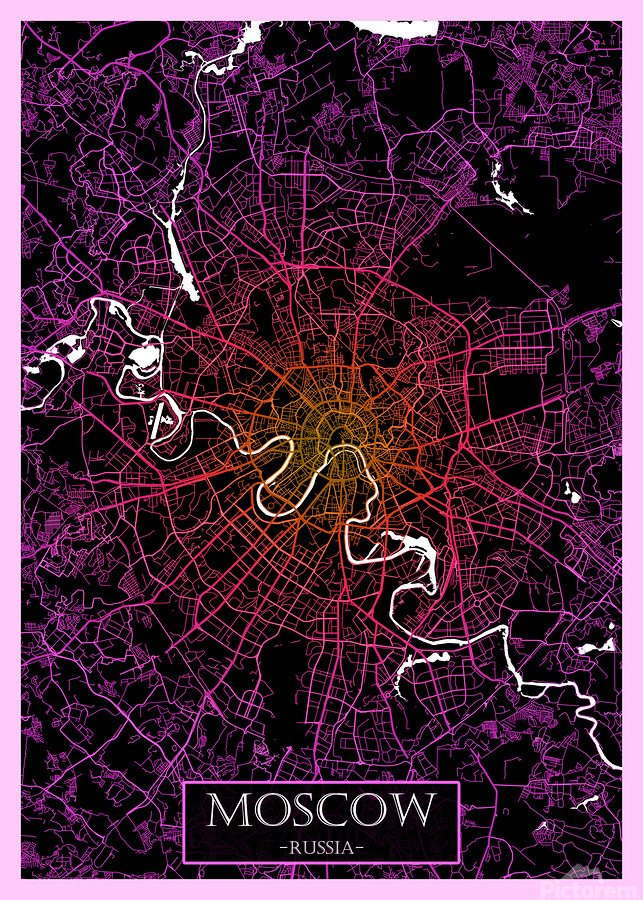 Moscow Russia Road Map by Towseef Dar Wall Art