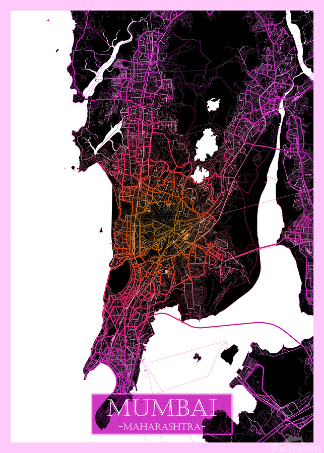 Mumbai Maharashtra Road Map by Towseef Dar Wall Art