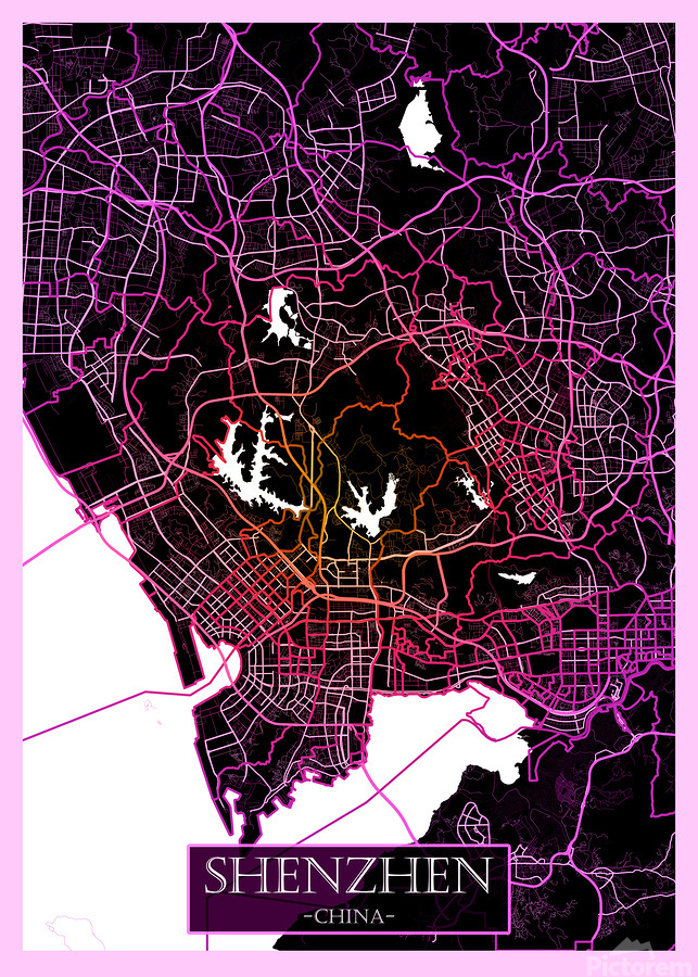 Shenzhen China Road Map by Towseef Dar Wall Art