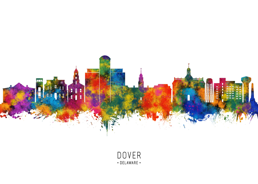 Dover Delaware Skyline by Towseef Dar Wall Art