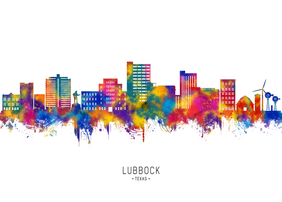 Lubbock Texas Skyline by Towseef Dar Wall Art