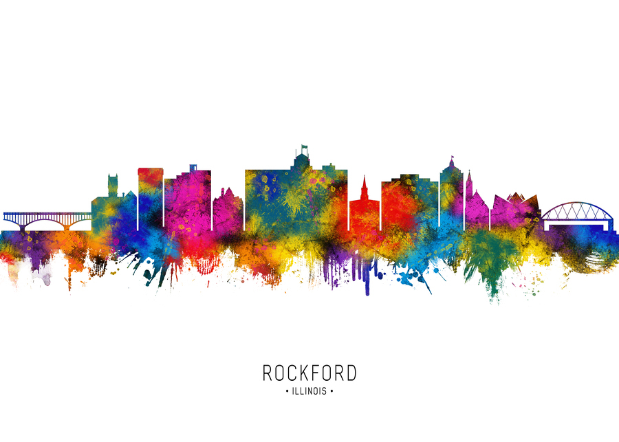 Rockford Illinois Skyline by Towseef Dar Wall Art
