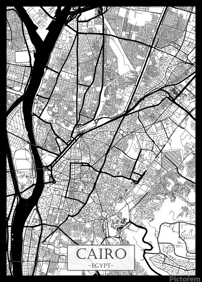 Cairo Egypt Map by Towseef Dar Wall Art