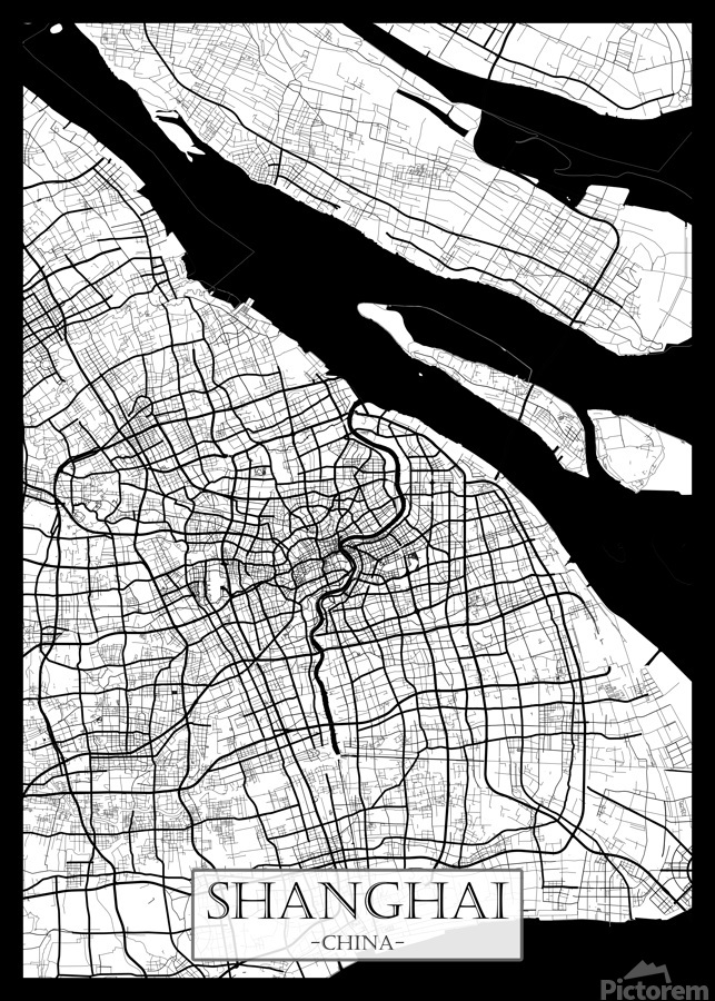 Shanghai China Map by Towseef Dar Wall Art