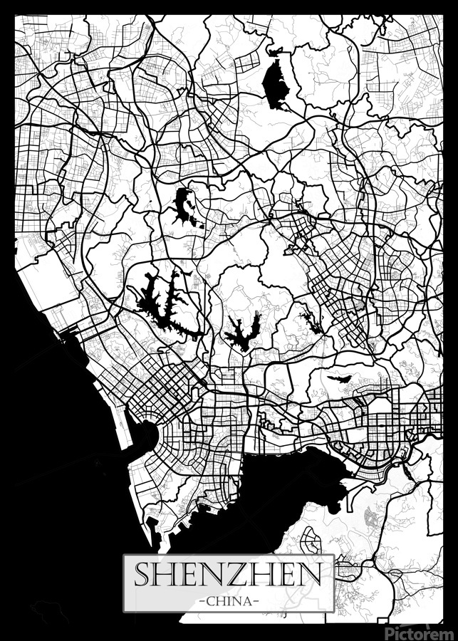 Shenzhen China Map by Towseef Dar Wall Art