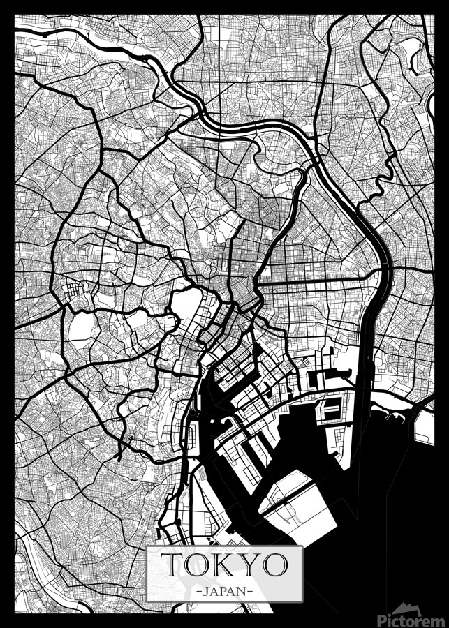 Tokyo Japan Map by Towseef Dar Wall Art