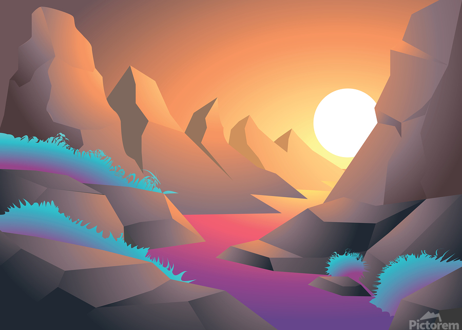 Cartoon fantasy Landscape by Towseef Dar Wall Art