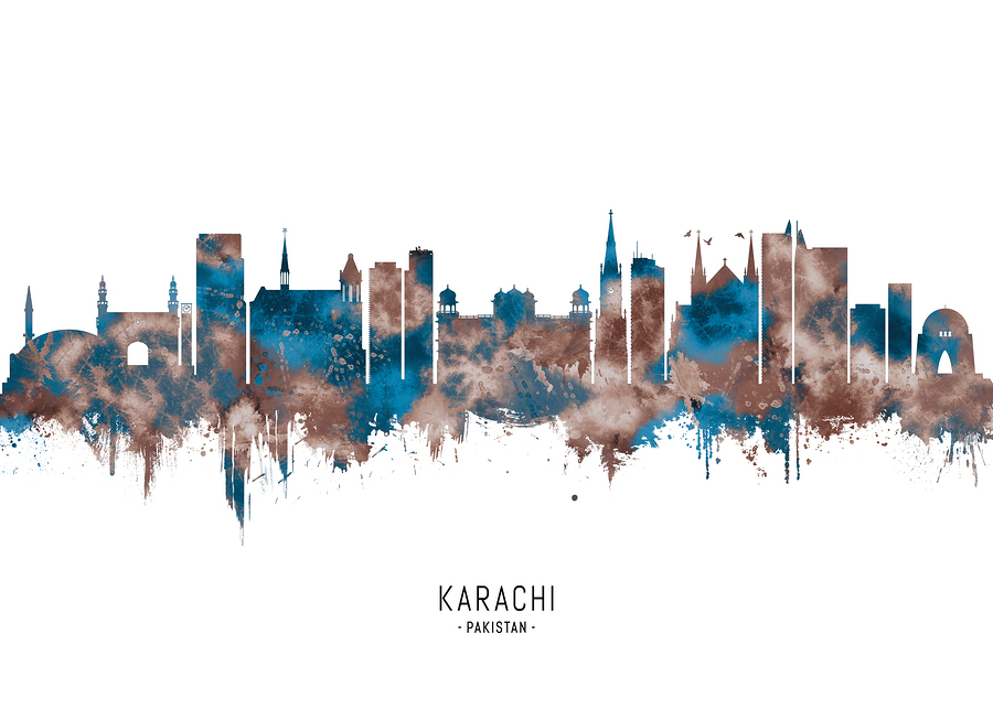 Karachi Skyline Pakistan Sepia by Towseef Dar Wall Art