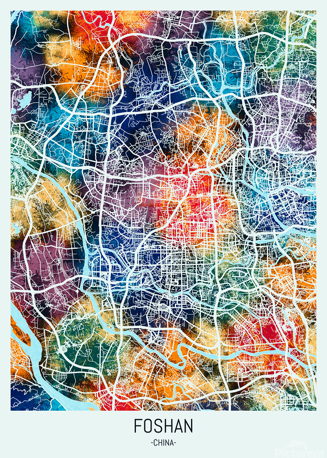 Foshan China Map by Towseef Dar Wall Art