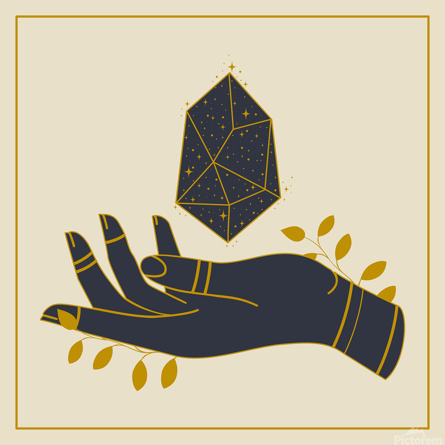 Hand with healing crystal by Towseef Dar Wall Art