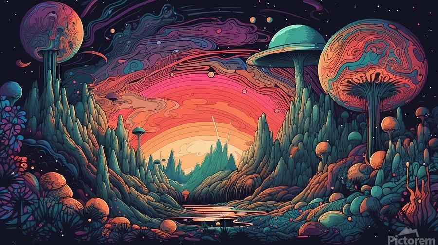 Illustration of future landscape by Towseef Dar Wall Art
