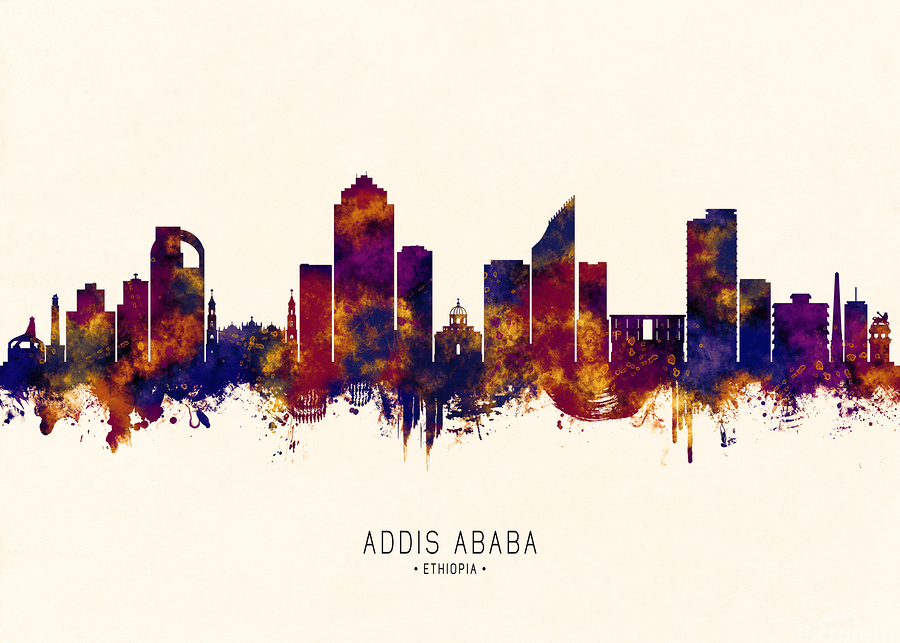 Addis Ababa Ethiopia skyline by Towseef Dar Wall Art