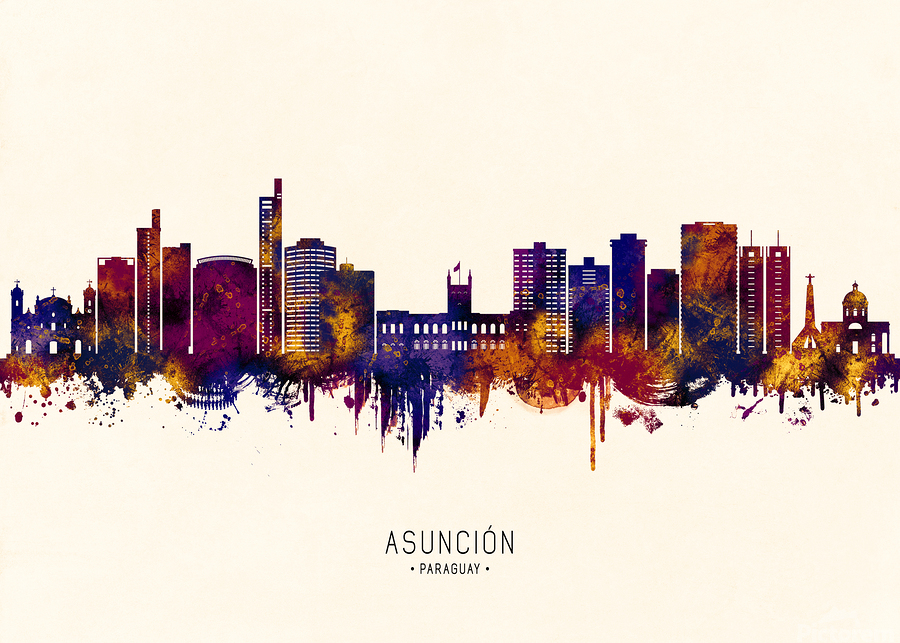 Asuncion Paraguay Skyline by Towseef Dar Wall Art