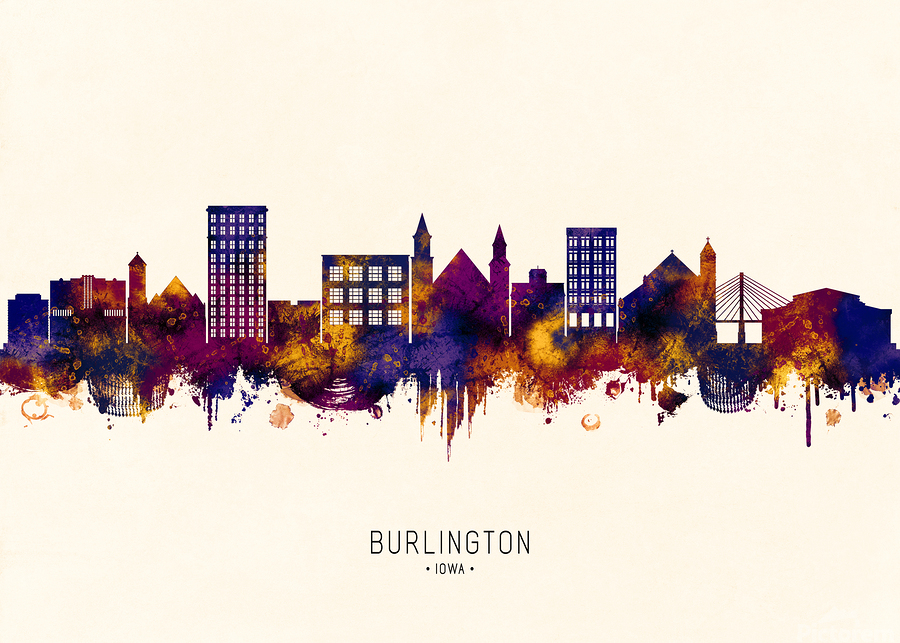 Burlington Iowa Skyline by Towseef Dar Wall Art