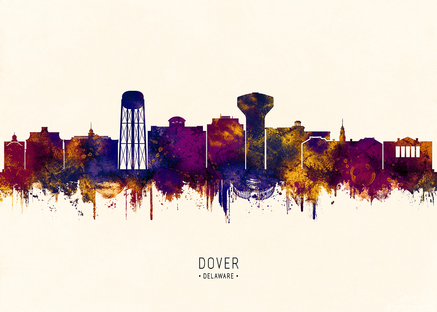 Dover Delaware Skyline by Towseef Dar Wall Art