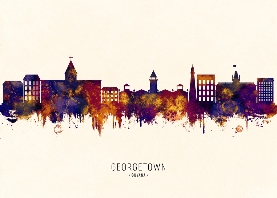 Georgetown Guyana Skyline by Towseef Dar Wall Art