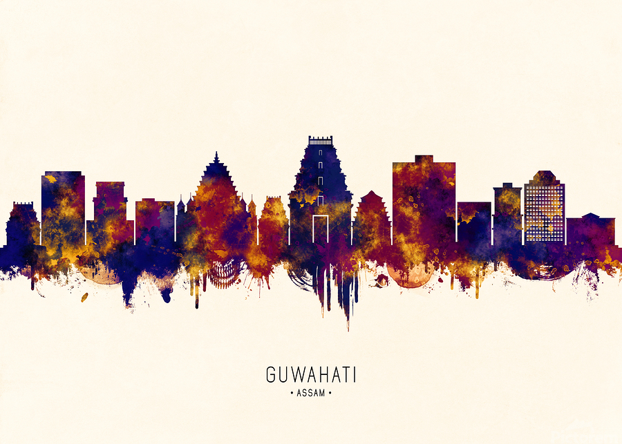 Guwahati Assam Skyline by Towseef Dar Wall Art