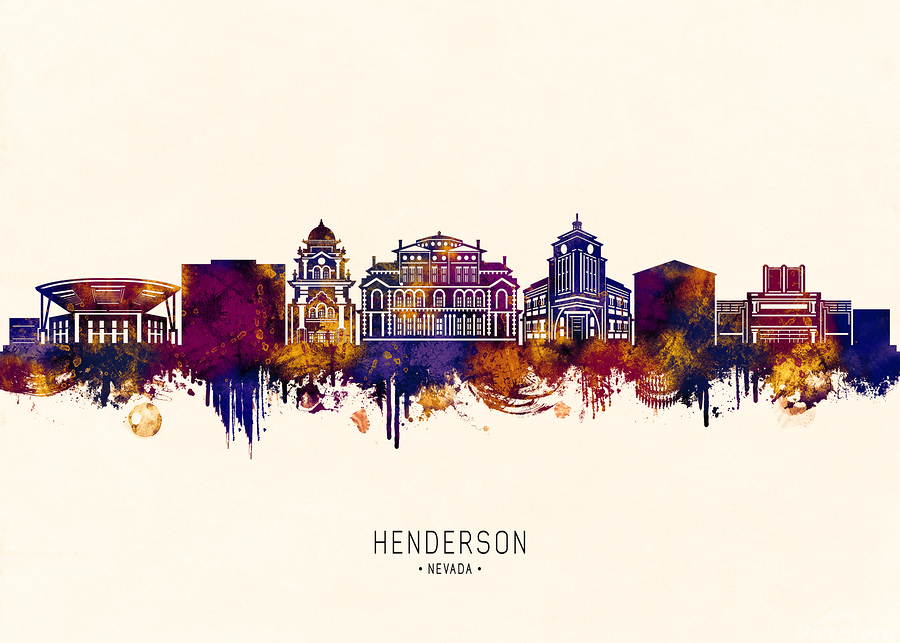 Henderson Nevada Skyline by Towseef Dar Wall Art