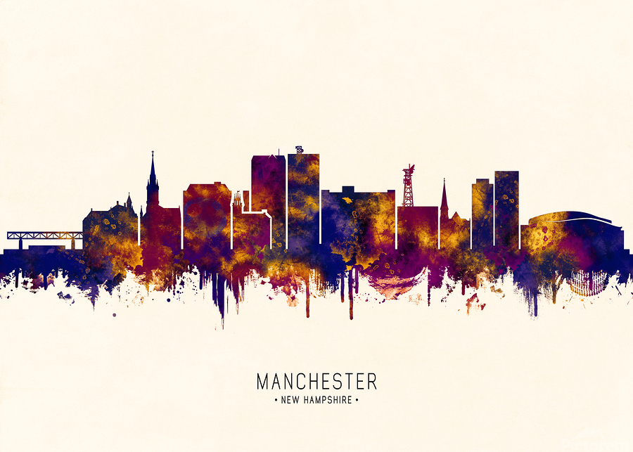 Manchester USA Skyline by Towseef Dar Wall Art