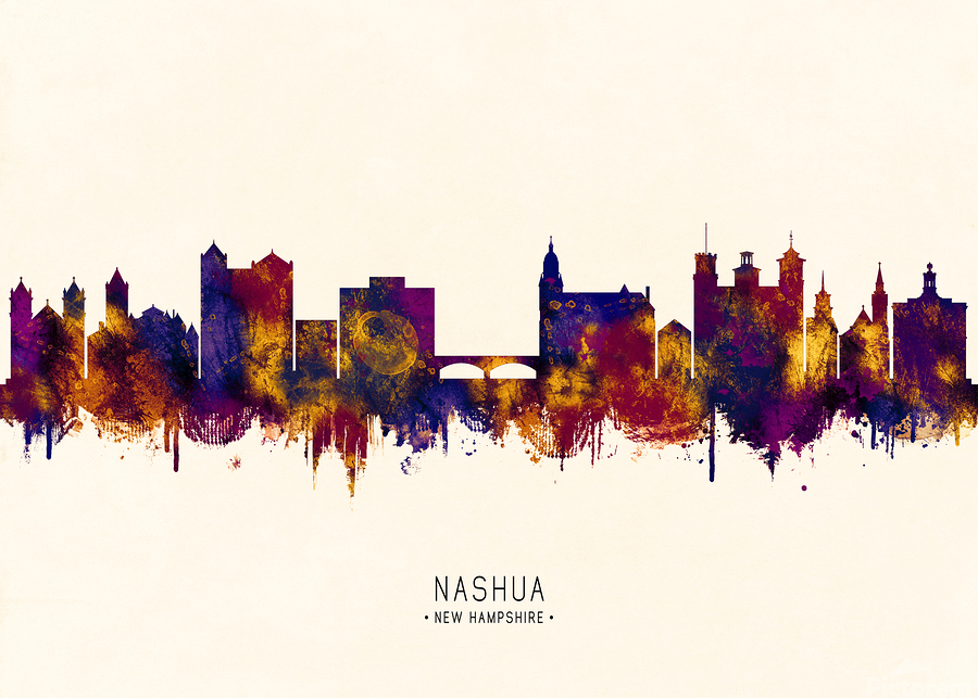 Nashua New Hampshire Skyline by Towseef Dar Wall Art