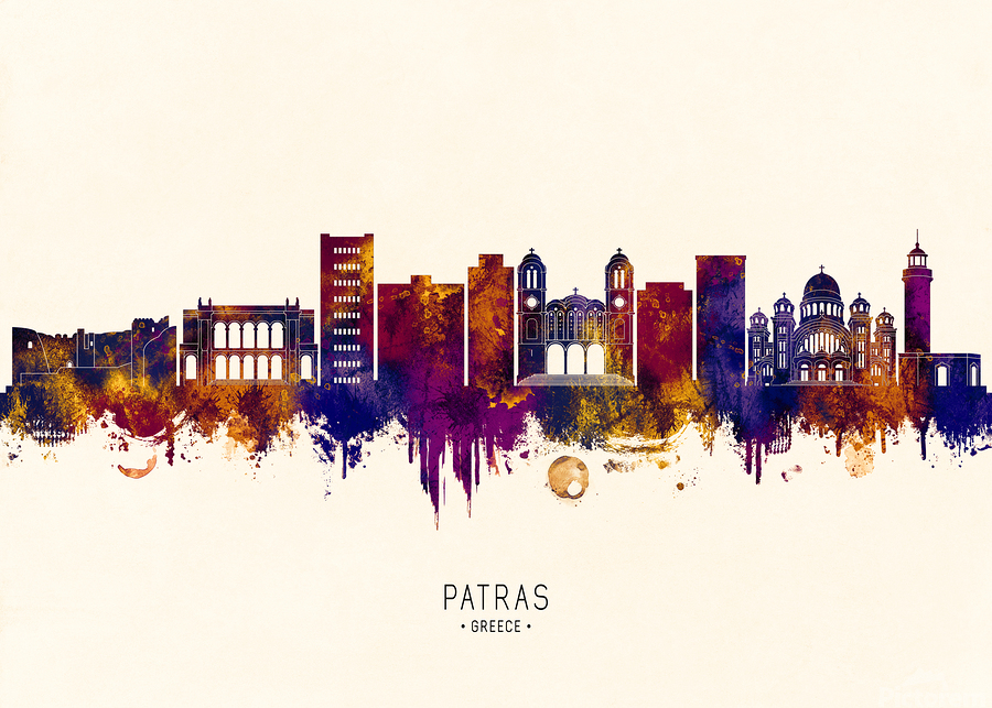 Patras Greece Skyline by Towseef Dar Wall Art