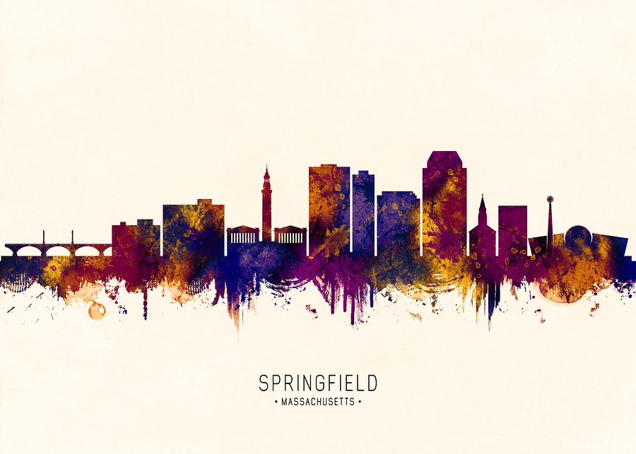 Springfield Massachusetts Skyline by Towseef Dar Wall Art