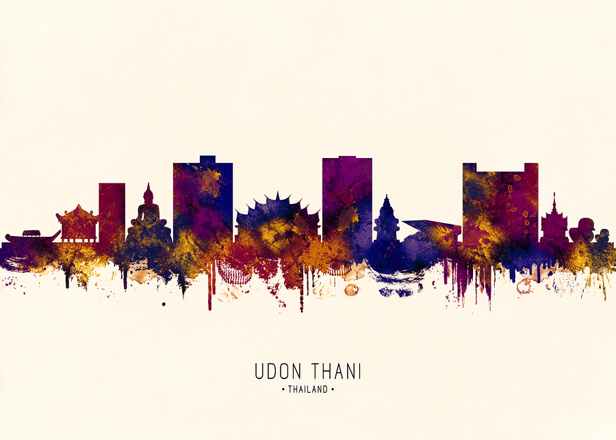Udon Thani Thailand Skyline by Towseef Dar Wall Art