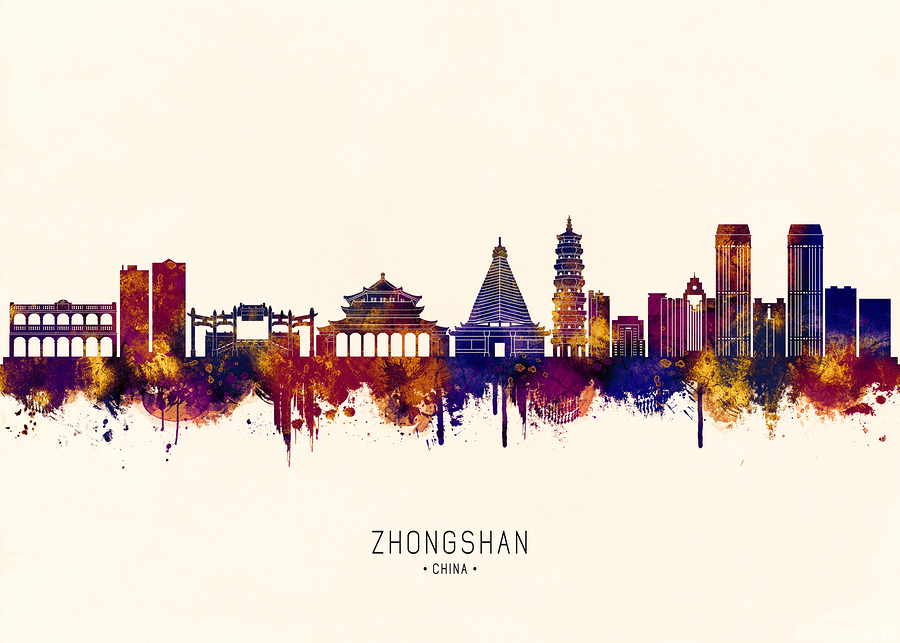 Zhongshan China Skyline by Towseef Dar Wall Art