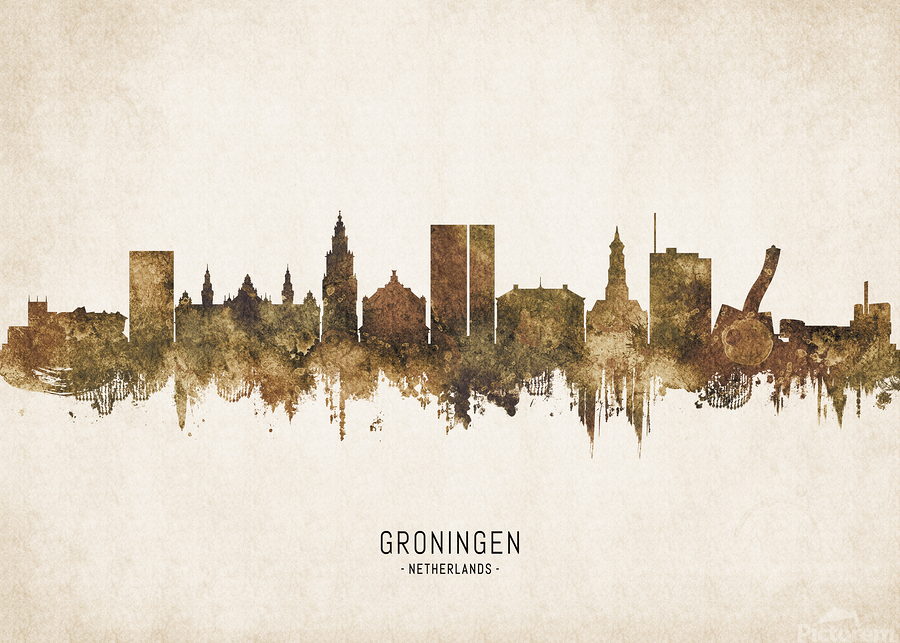 Groningen Cityscape Vintage by Towseef Dar Wall Art