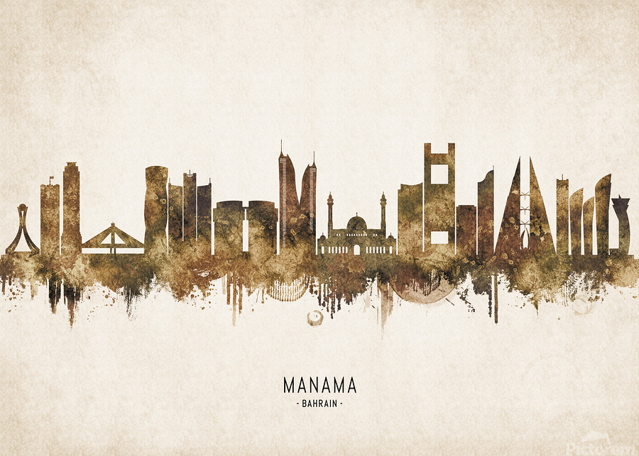Manama Bahrain Cityscape Vintage by Towseef Dar Wall Art