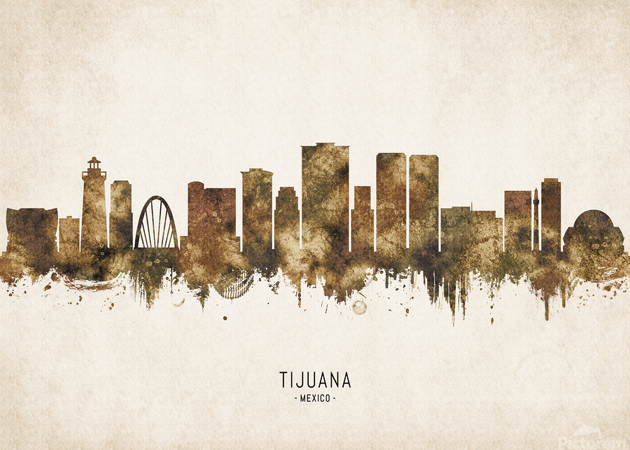 Tijuana Mexico Cityscape Vintage by Towseef Dar Wall Art
