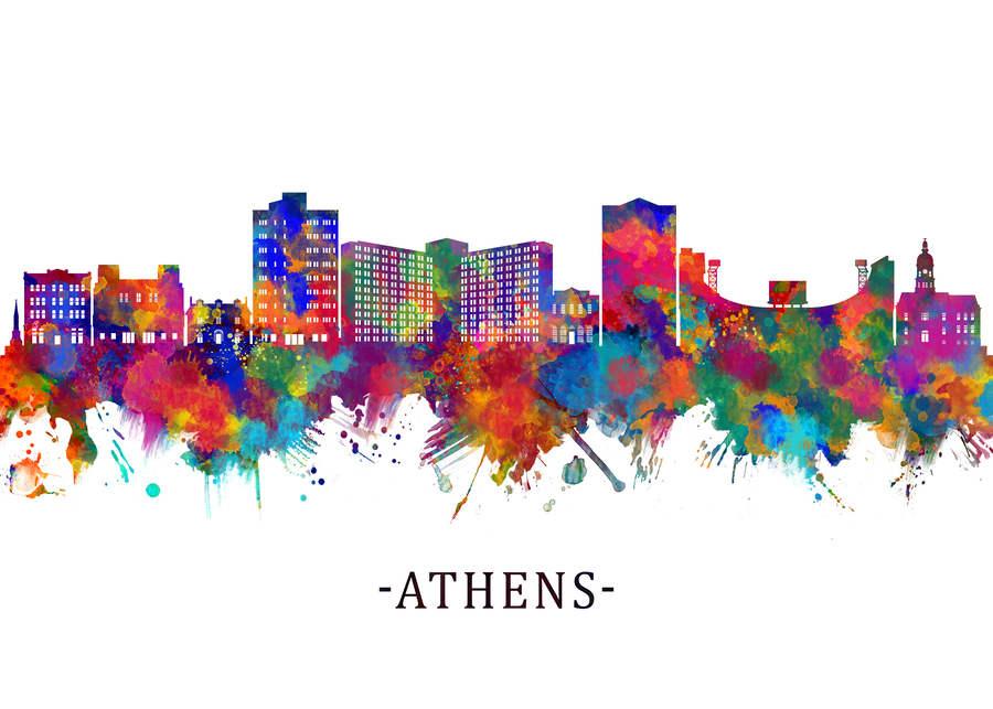 Athens Georgia Skyline by Towseef Dar Wall Art