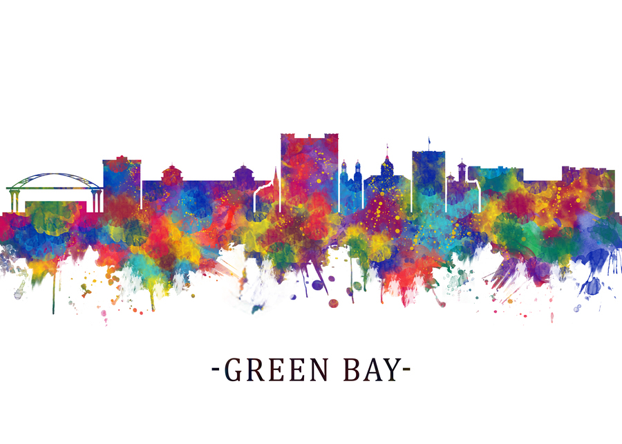 Green Bay Wisconsin Skyline by Towseef Dar Wall Art