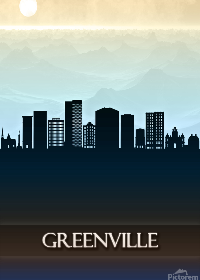 Greenville City Skyline by Towseef Dar Wall Art