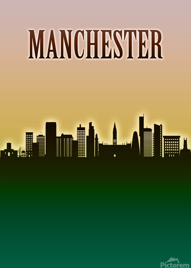 Manchester Skyline Minimal by Towseef Dar Wall Art