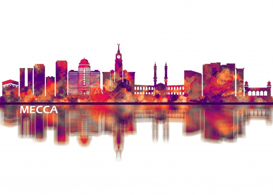 Mecca KSA Skyline by Towseef Dar Wall Art