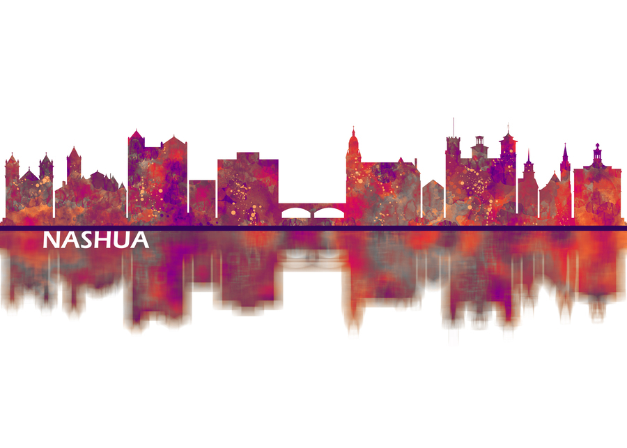 Nashua New Hampshire Skyline by Towseef Dar Wall Art